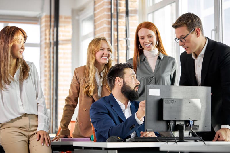 Cheerful Group of Partners Having Good Work Time in Office Stock Photo ...