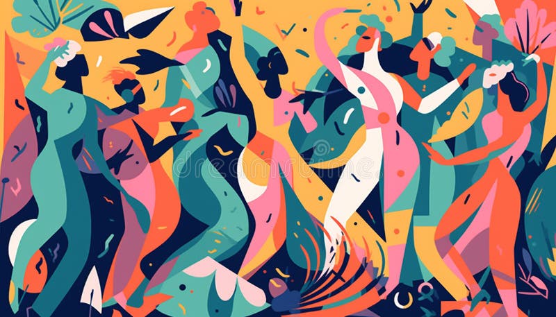 Cheerful Group of People Wave in Excitement Generated by AI Stock ...