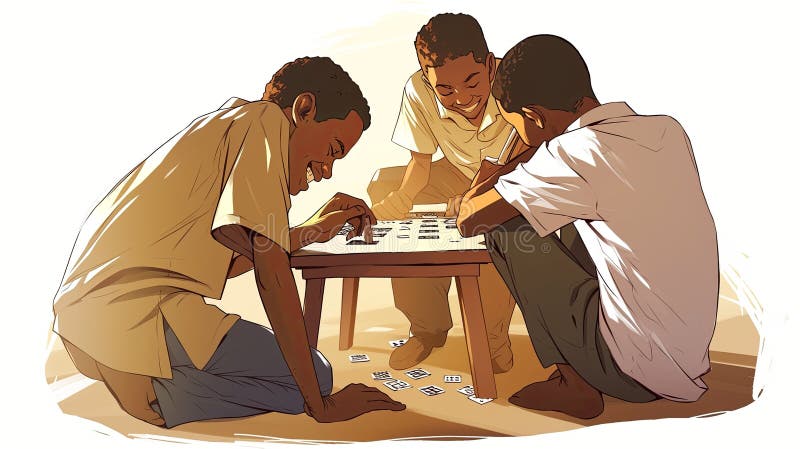 Three Friends Happily Playing a Board Game Together in a Cozy Setting ...