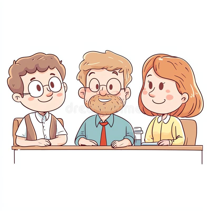 A Cheerful Group of Three Professionals Sitting at a Table, Engaged in ...