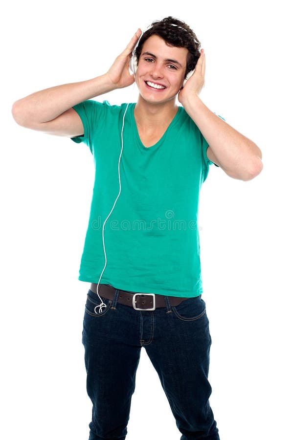Cheerful Guy Enjoying Loud Music Stock Photo - Image of listen ...