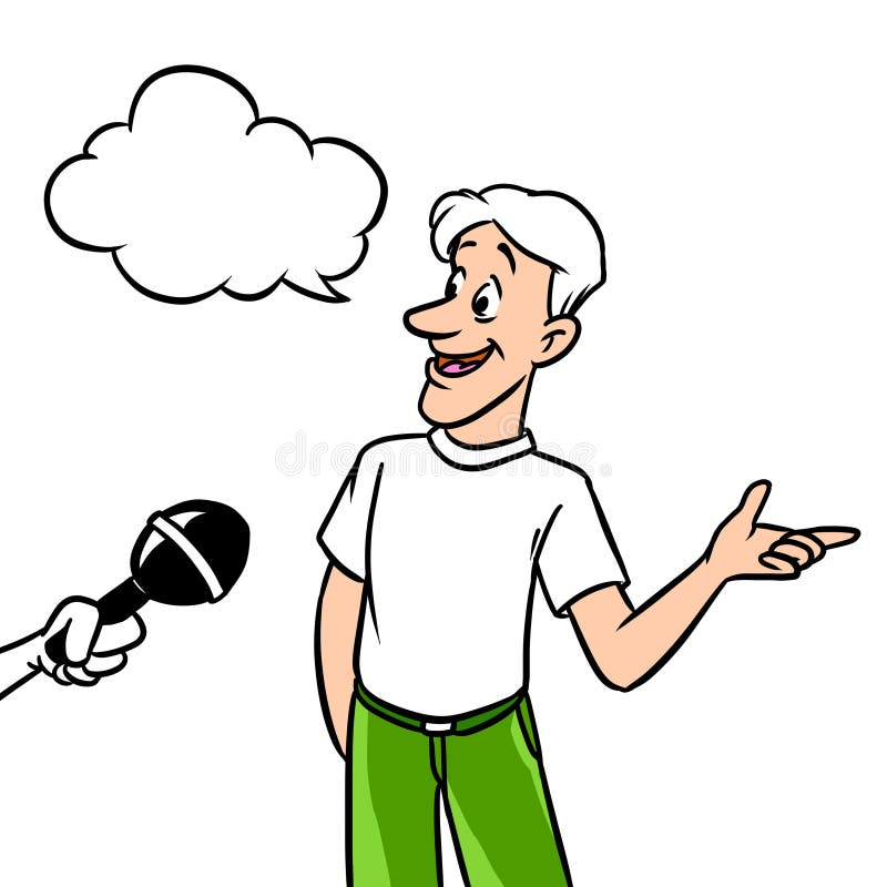 Cheerful Guy Interview Answer Illustration Cartoon Stock Illustration ...