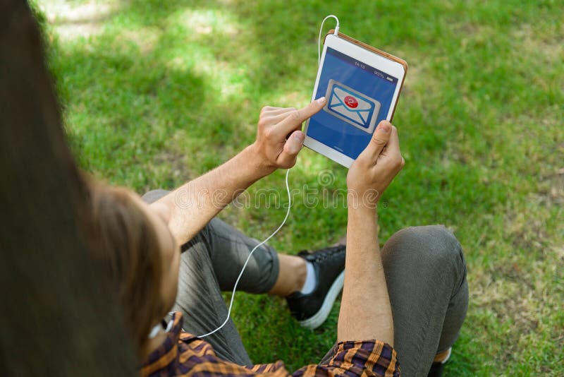 Cheerful Guy Using Gadget for Communication Stock Image - Image of ...