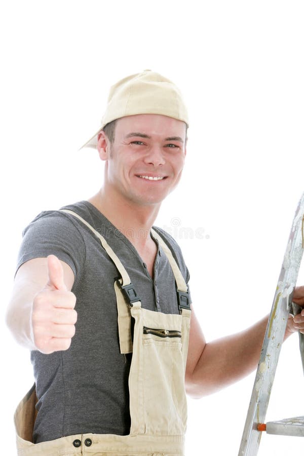 Handsome Handyman Giving a Thumbs Up Stock Image - Image of workman ...