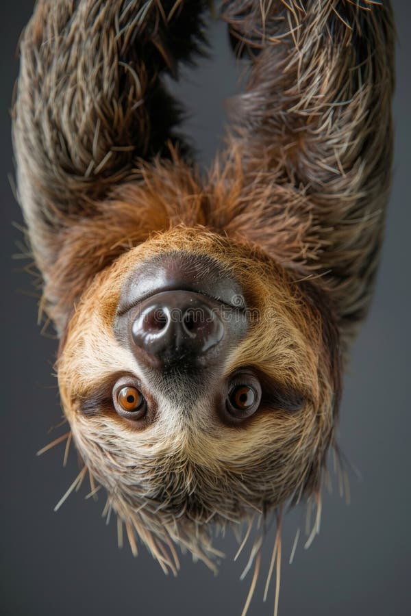 Cheerful Hanging Sloth with Goofy Expression Stock Illustration ...