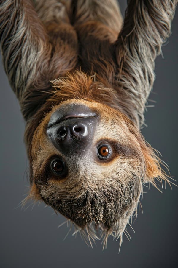 Cheerful Hanging Sloth with Playful Expression Stock Illustration ...