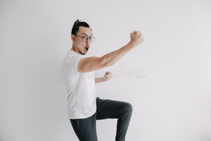 Cheerful Happy Man Pose Isolate on White, Concept of Win and Victory ...