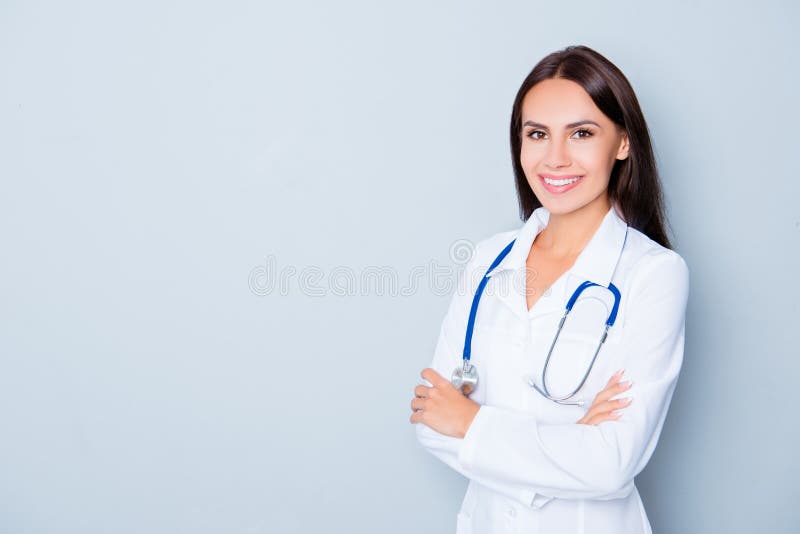 Happy Medic Workers. Portrait of Two Doctors in White Coats and Stock ...
