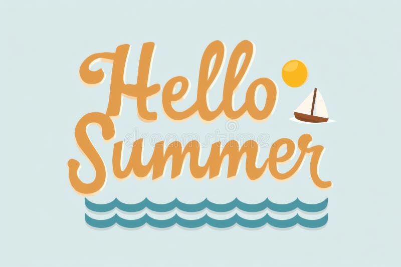A Cheerful Hello Summer Message Features a Sailboat Gliding Across the ...