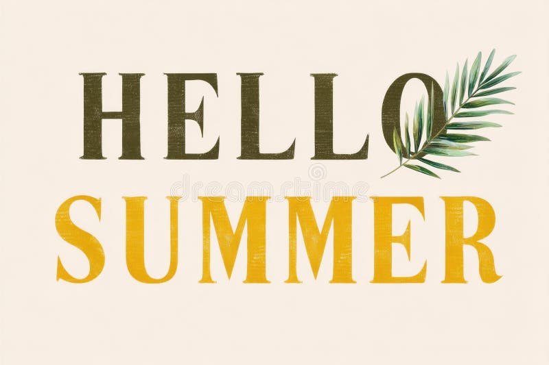 A Cheerful Hello Summer Sign Adorned with a Vibrant Palm Leaf, Hello ...