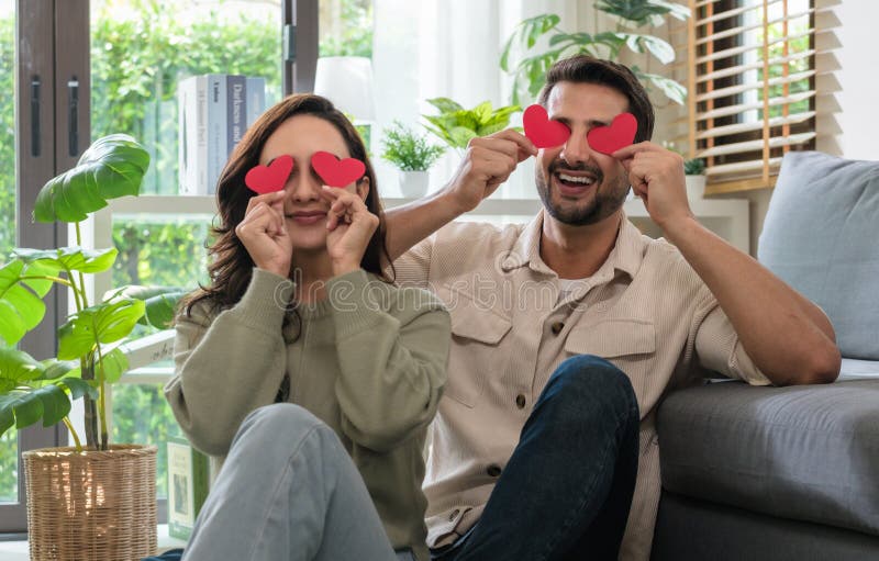 Cheerful Hispanic Couple Having Fun Together on Valentines Day Stock ...