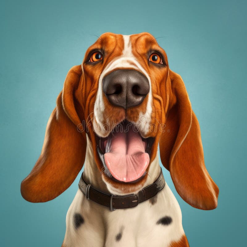 Cheerful Hound Breed Dog on Solid Color Background Stock Illustration ...