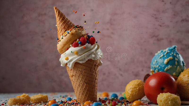 A Cheerful Ice Cream Cone Doing a Victory Dance Stock Illustration ...