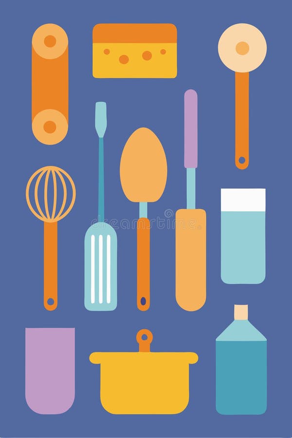 Colorful Kitchen Utensils Illustration Stock Vector - Illustration of ...