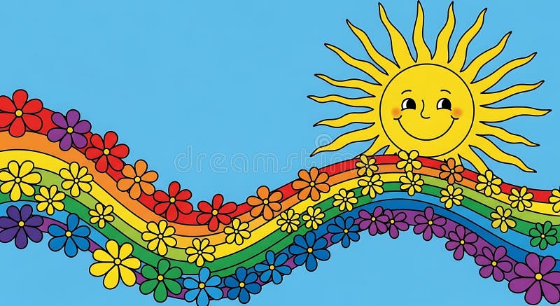 Cheerful Illustration Featuring a Smiling Sun with Expressive Eyes and ...