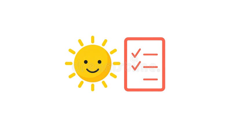 Sunny Day Checklist Icon stock illustration. Illustration of schedule ...