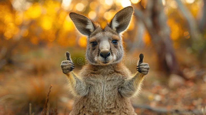 Happy Kangaroo Giving Thumbs Up in a Friendly Portrait Stock ...
