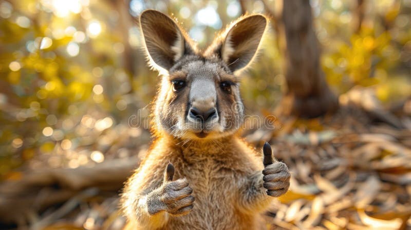 Happy Kangaroo Giving Thumbs Up in a Friendly Portrait Stock ...