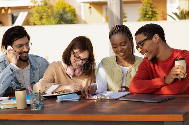 Cheerful International Millennial Students Study and Prepare Project ...