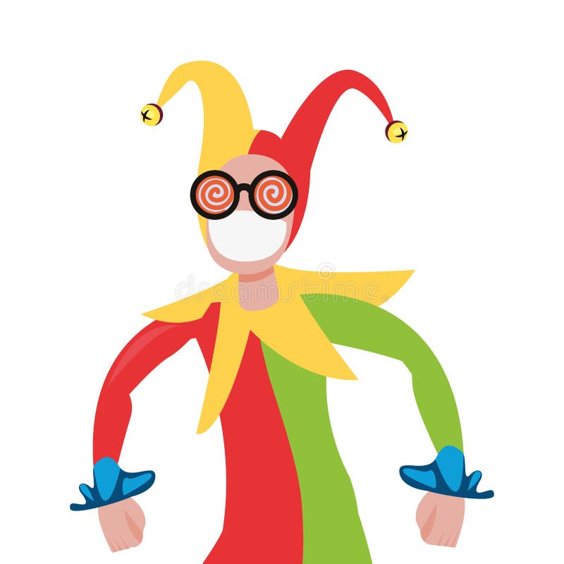 Cheerful jester comic stock illustration. Illustration of text - 143696490