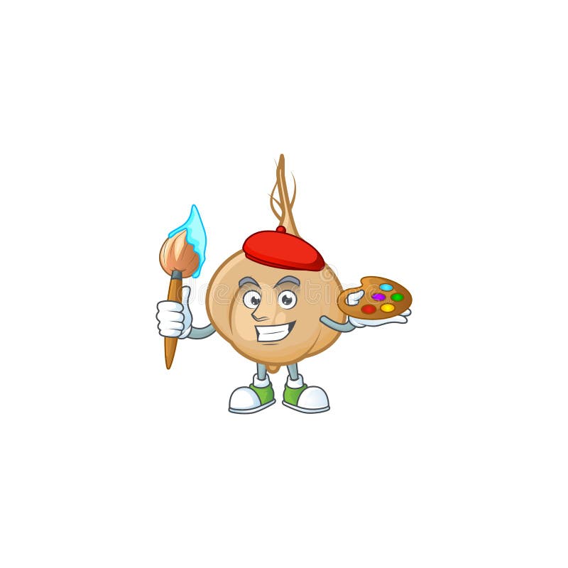 Cheerful Jicama Painter Cartoon Character with Brush Stock Vector ...