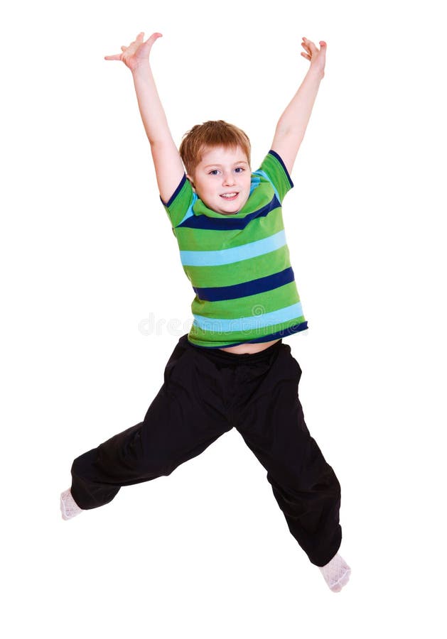 Cheerful kid jumping stock image. Image of leisure, little - 18444339