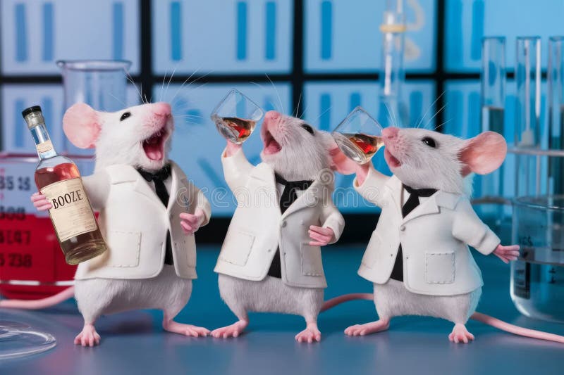 Cheerful Lab Mice Toasting with Drinks in Laboratory - Fun Science ...