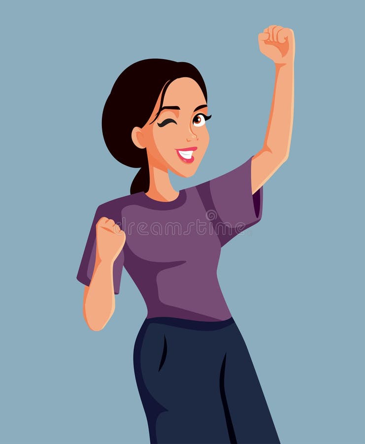 Happy Woman Rejoicing Making a Joyful Expression Vector Illustration ...