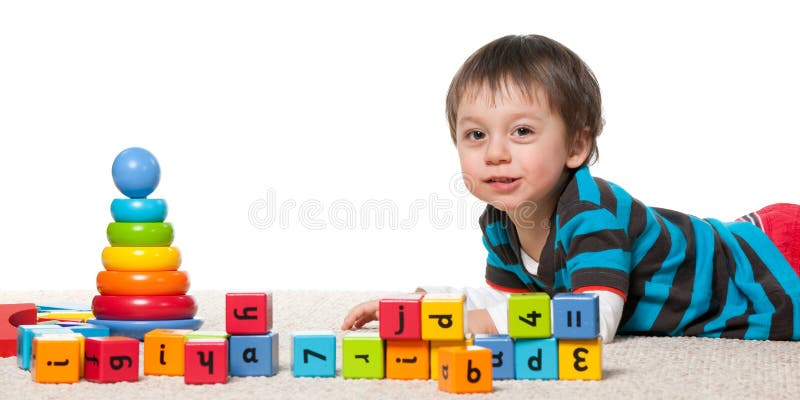Cheerful Learning of a Little Boy Stock Image - Image of pleasure, male ...