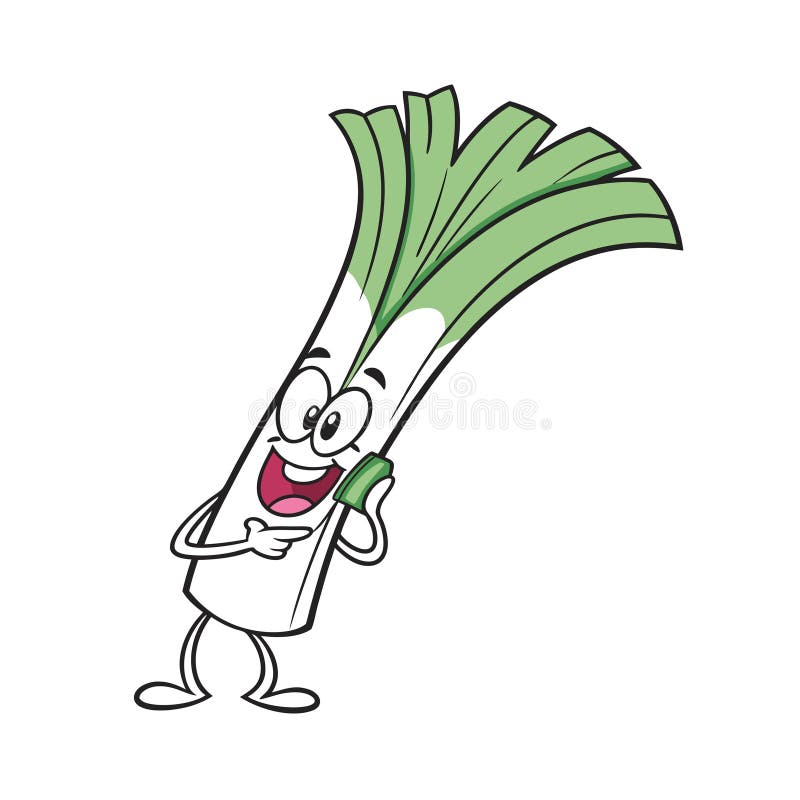 Cheerful Leek Character with Unique Features Stock Vector ...