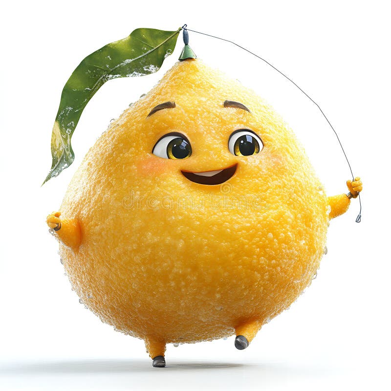 Cheerful Lemon Cartoon Character Joyfully Jumping Rope Outdoors Stock ...