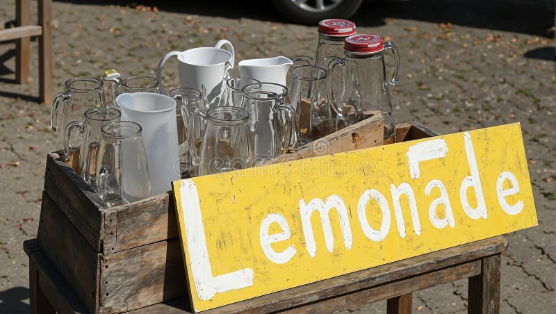 Cheerful Lemonade Stand with Handmade Signage Stock Illustration ...