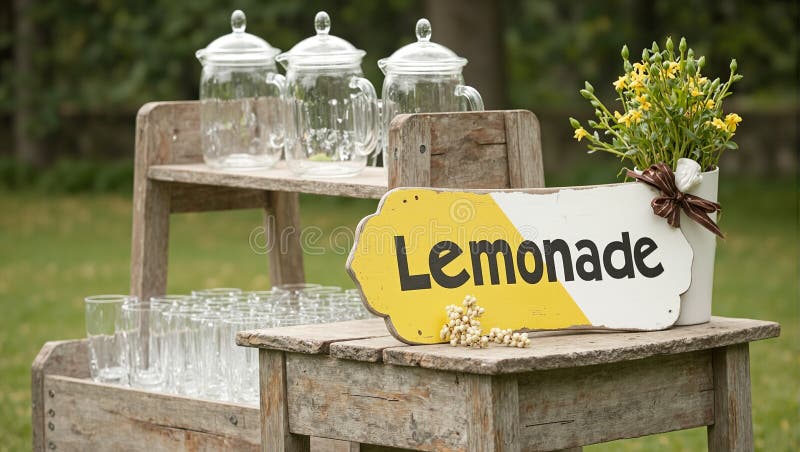 Cheerful Lemonade Stand with Handmade Signage Stock Illustration ...