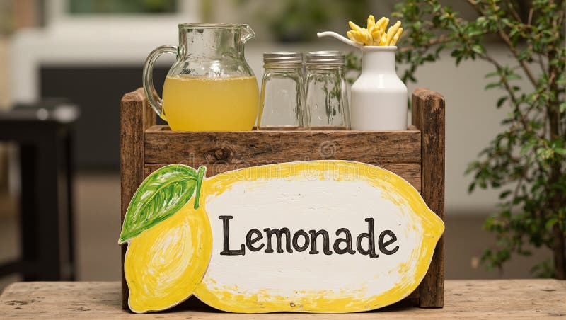 Cheerful Lemonade Stand with Handmade Signage Stock Illustration ...