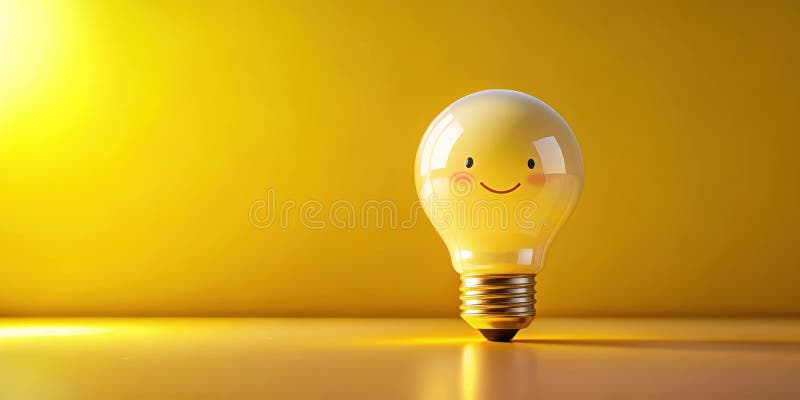A Cheerful Lightbulb Illuminating a Bright Yellow Background ...