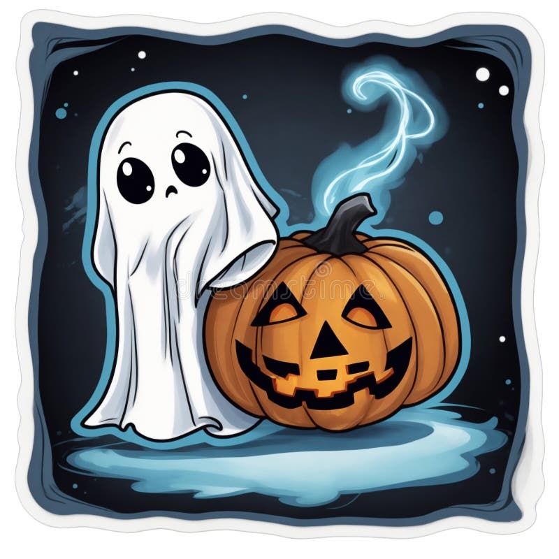 Cheerful little blue ghost stock image. Illustration of kawaii - 333810077