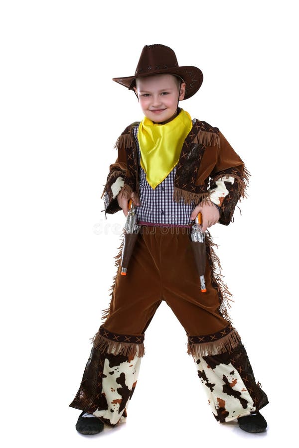 Cheerful Little Cowboy Posing at Camera Stock Photo - Image of model ...