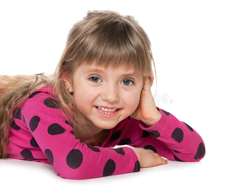 Pretty Little Girl in Polka Dot Dress Stock Image - Image of girl ...