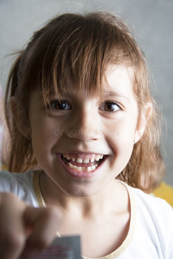 Cheerful Little Girl Smile. Stock Image - Image of people, hair: 23087295