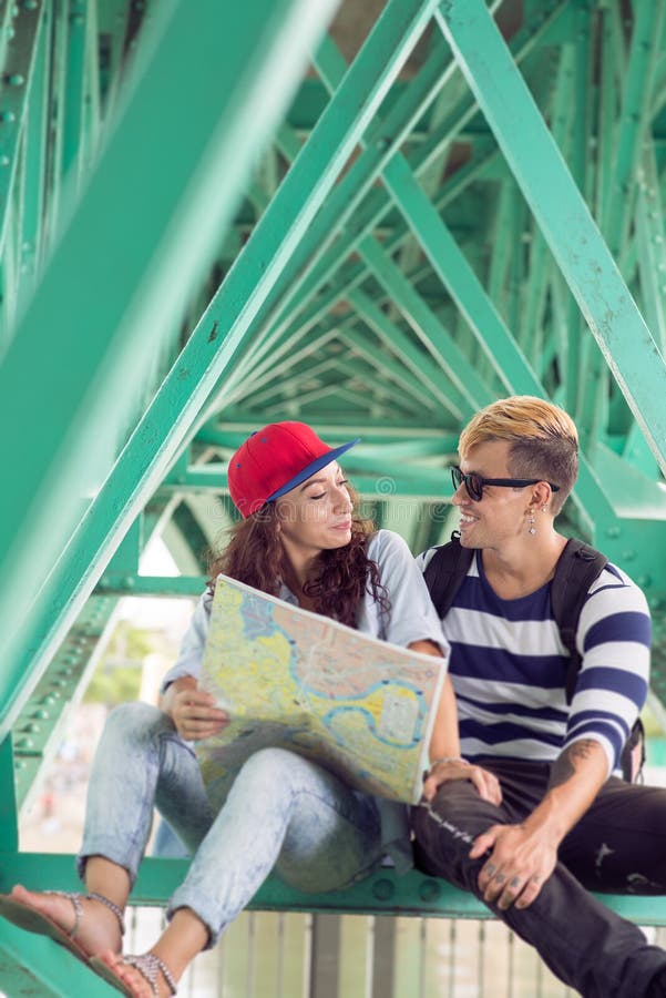 Cheerful lost couple stock photo. Image of adult, selective - 36268700