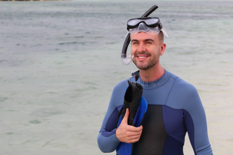 Cheerful Male about To Dive in the Ocean Stock Photo - Image of male ...