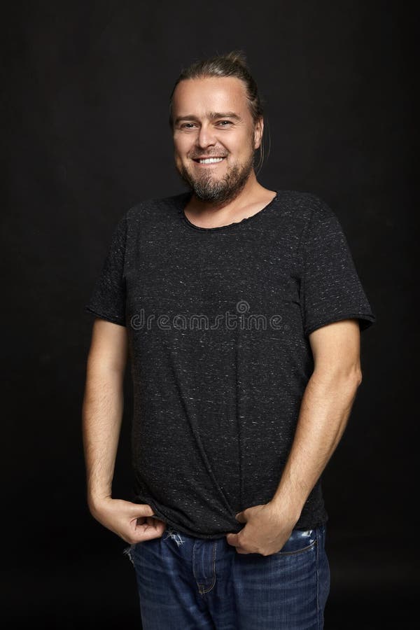 Cheerful Man on Black Background Stock Photo - Image of male, people ...