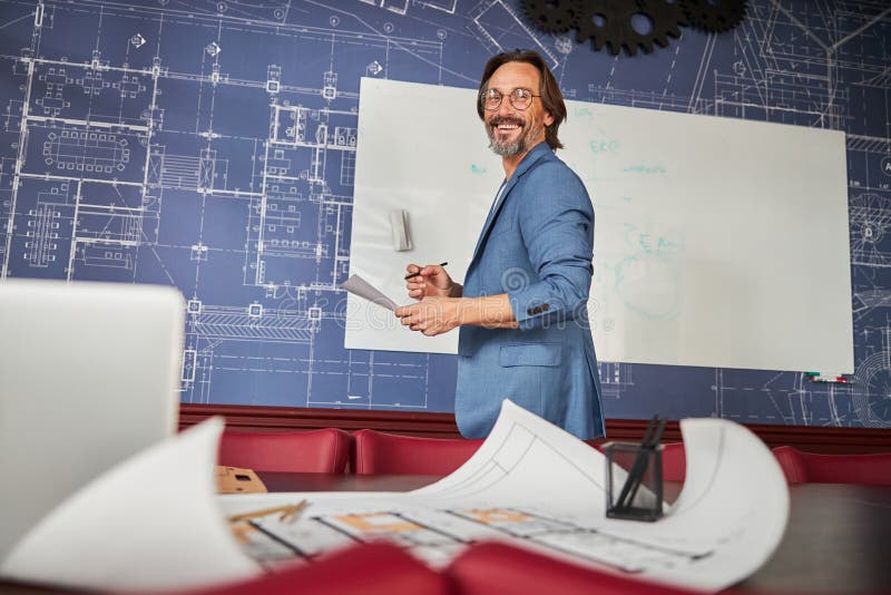 Engaging Professor Posing in Front of the Class Stock Photo - Image of ...