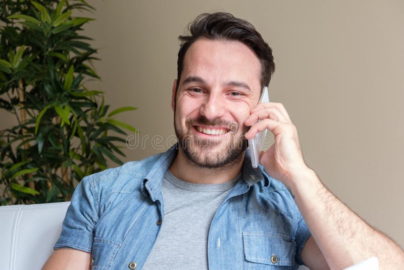 Handsome Man Calling Someone on Mobile Phone Stock Image - Image of ...