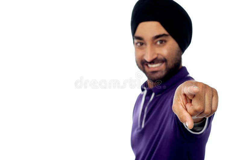 Cheerful Man Pointing Towards Camera Stock Photo - Image of camera ...