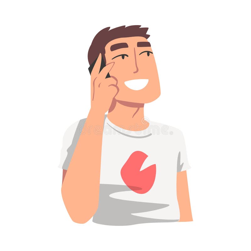 Cheerful Man Talking On Phone Young Man Communicating Using Smartphone