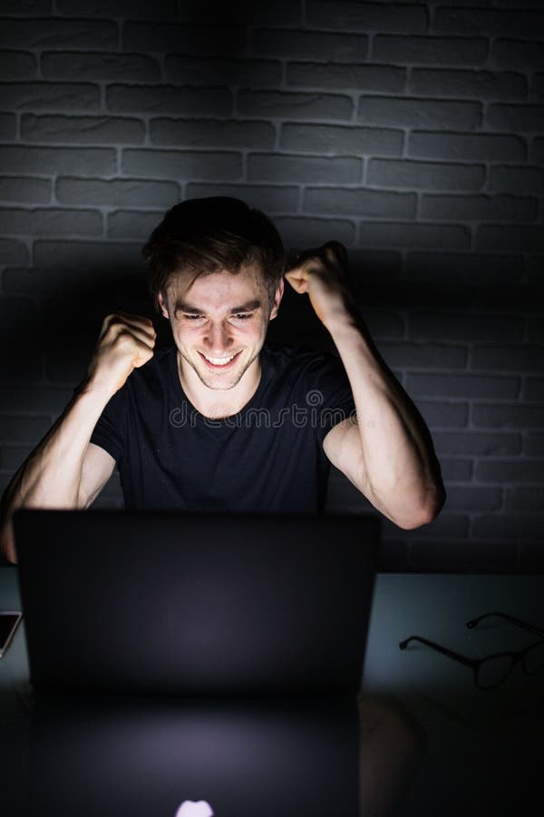 Cheerful Man with a Victorious Gesture in Bed Excited Man with Victory ...