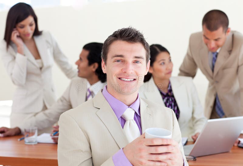 Cheerful Manager Talking To Her Team Stock Image - Image of handsome ...