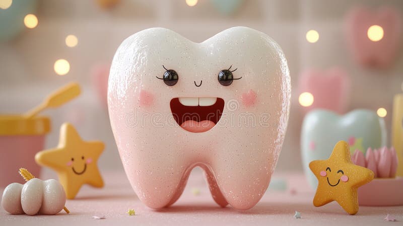 Cheerful Mouth Map Features Friendly Cartoon Teeth Colorful Sections ...