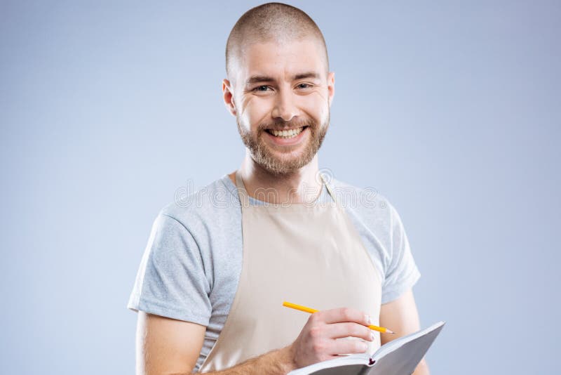 Cheerful Nice Man Being Ready To Take Notes Stock Image - Image of ...